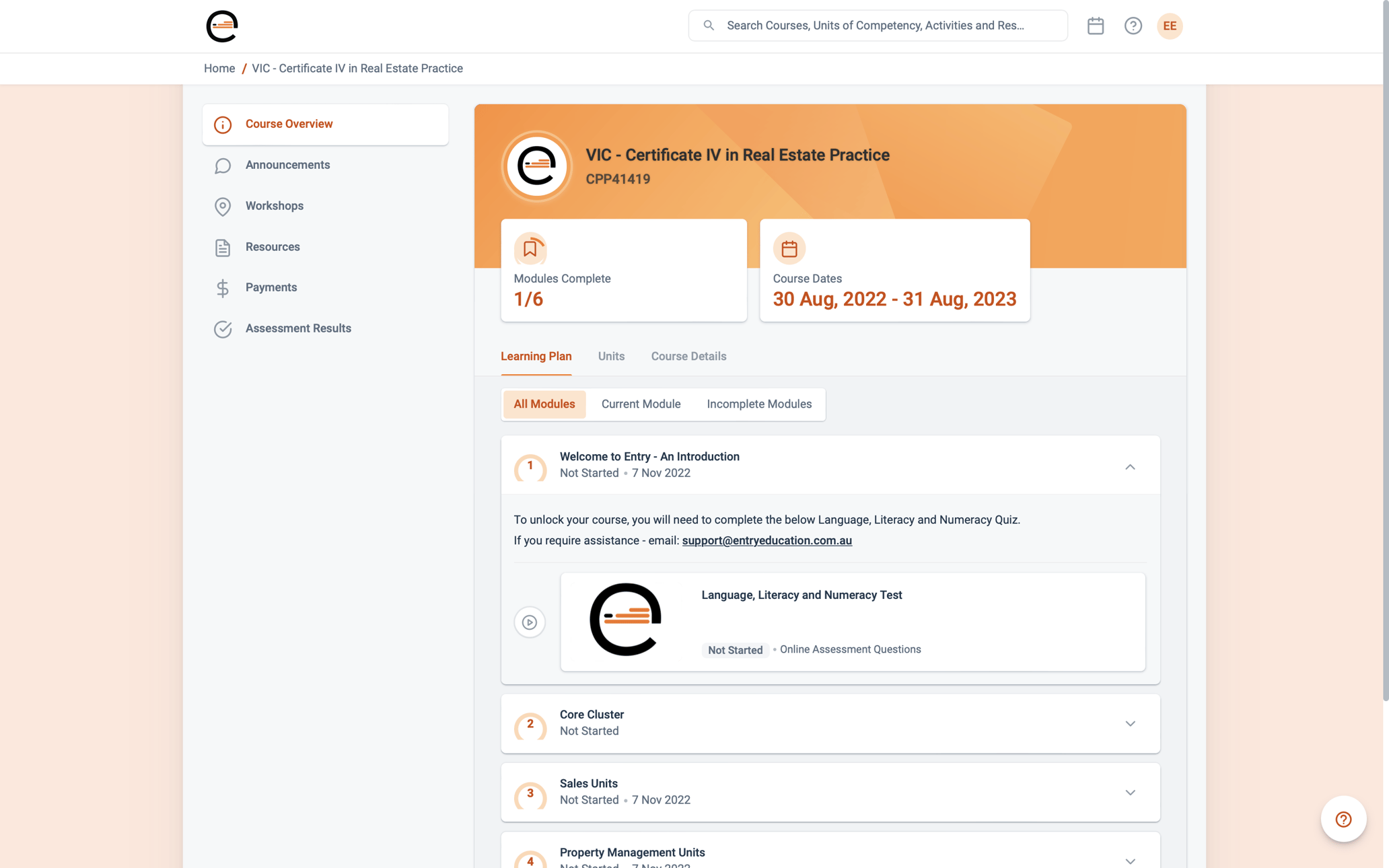 How do I start my course?