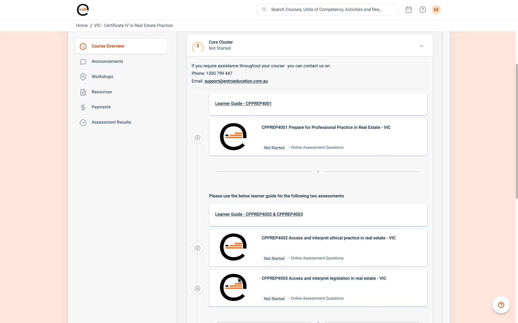 How do I start my course?